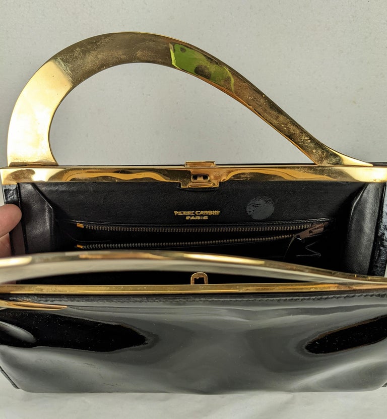 Pierre Cardin Logo Top Handle Patent Bag For Sale at 1stDibs