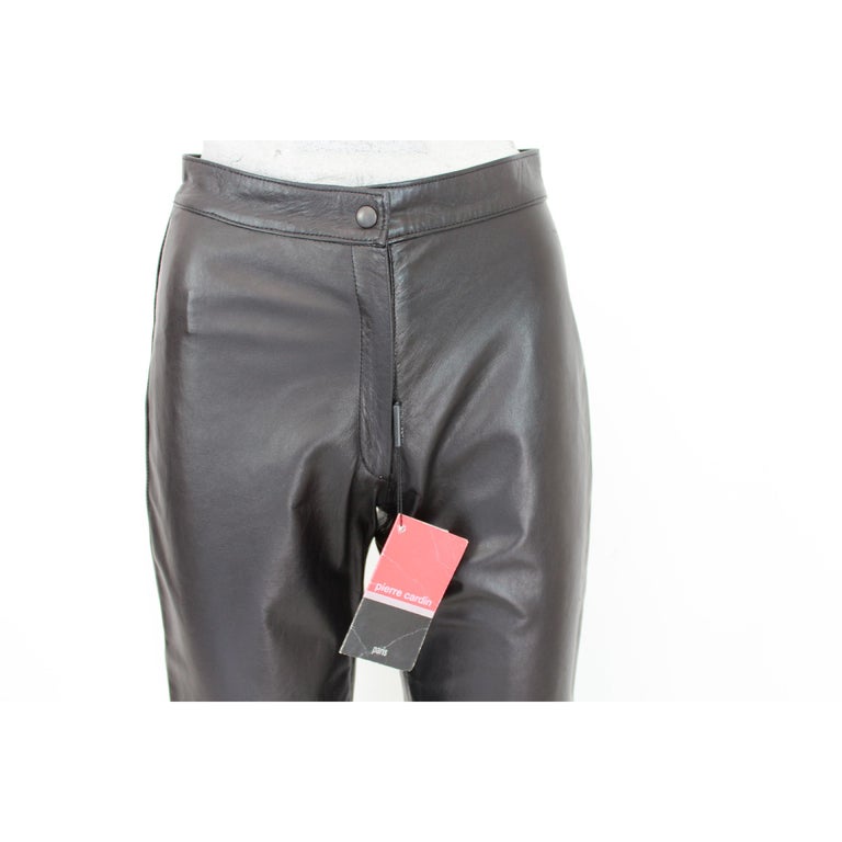 Pierre Cardin Paris Black Leather Pants Regular Fit Biker Trousers ...