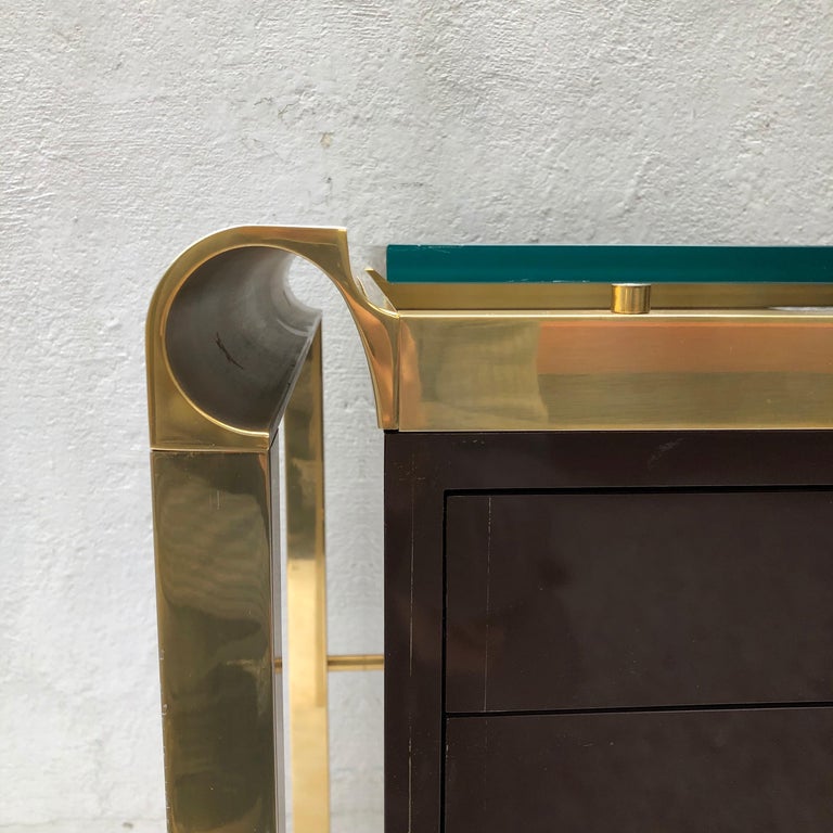 Pierre Cardin Style Brass and Lacquer Desk with Glass Top For Sale at ...