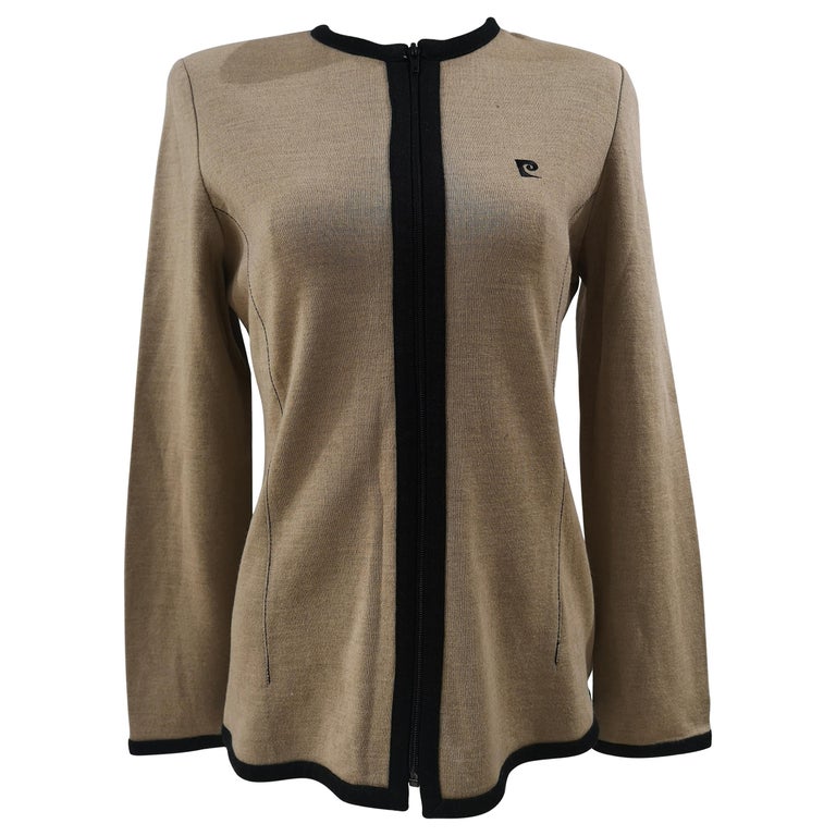 Pierre Carding beige black wool jacket / cardigan For Sale at 1stDibs