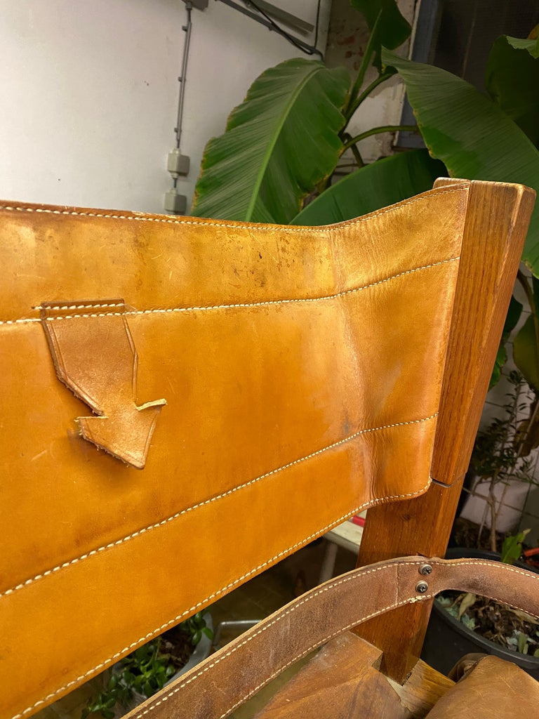 Pierre Chapo, Bench S18y "Love Seat", Elm Wood and Original Leather ...