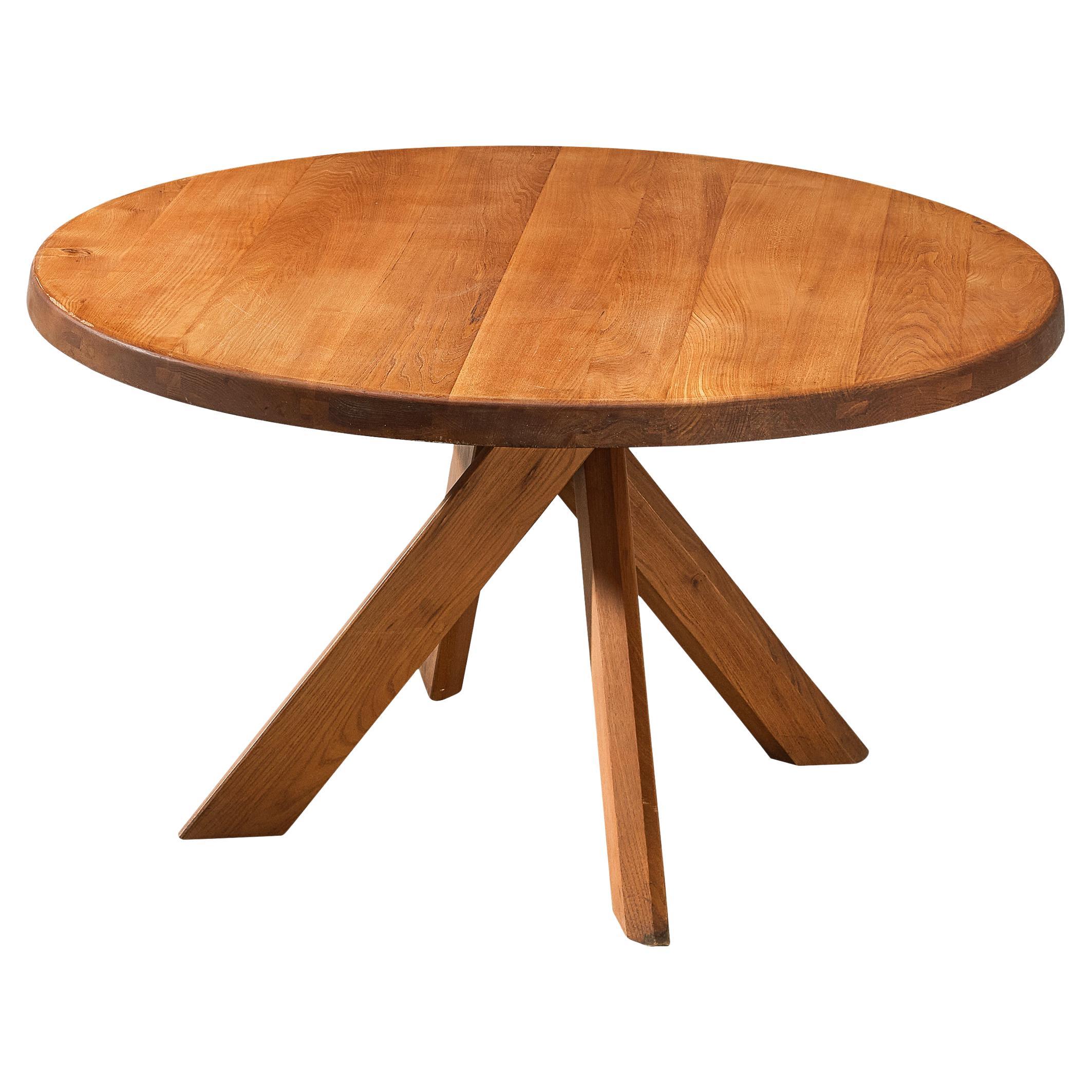 Pierre Chapo Dining Table 'T21B' in Solid Elm For Sale at 1stDibs
