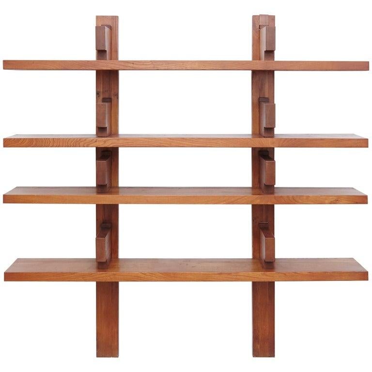 Pierre Chapo Mid-Century Modern Wood Wall-Mounted Book Shelves, circa ...