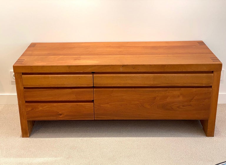 Pierre Chapo Midcentury Solid Elm Low Commode 1960''s For Sale at 1stDibs