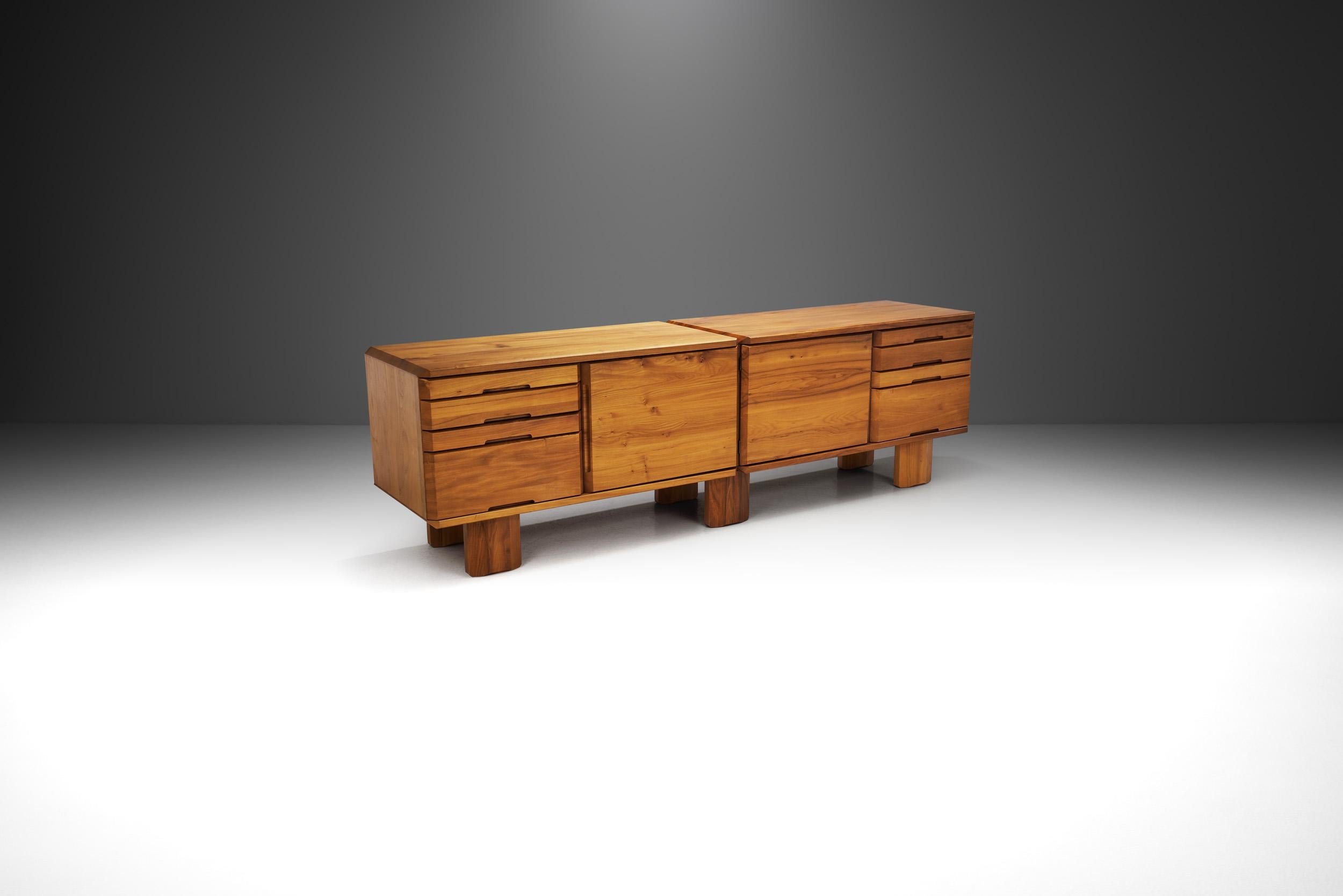 Pierre Chapo Modular "R40" Sideboard in Elm, France, 1970s at 1stDibs