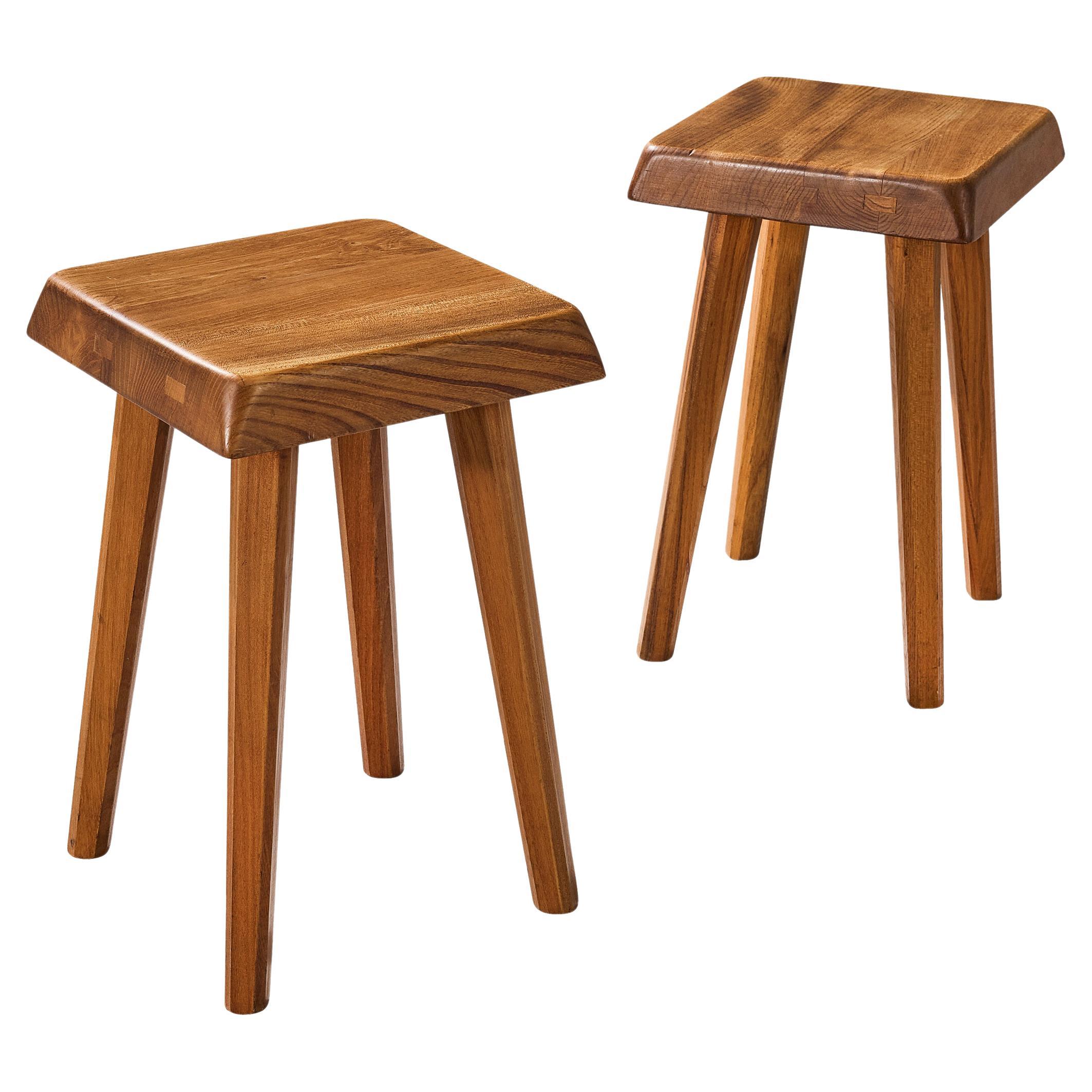 Reclaimed Elm Square Stool at 1stDibs