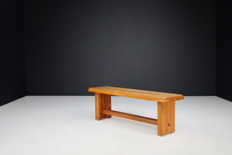 Pierre Chapo 'S 14 A' Elm Bench, France, 1970s For Sale at 1stDibs