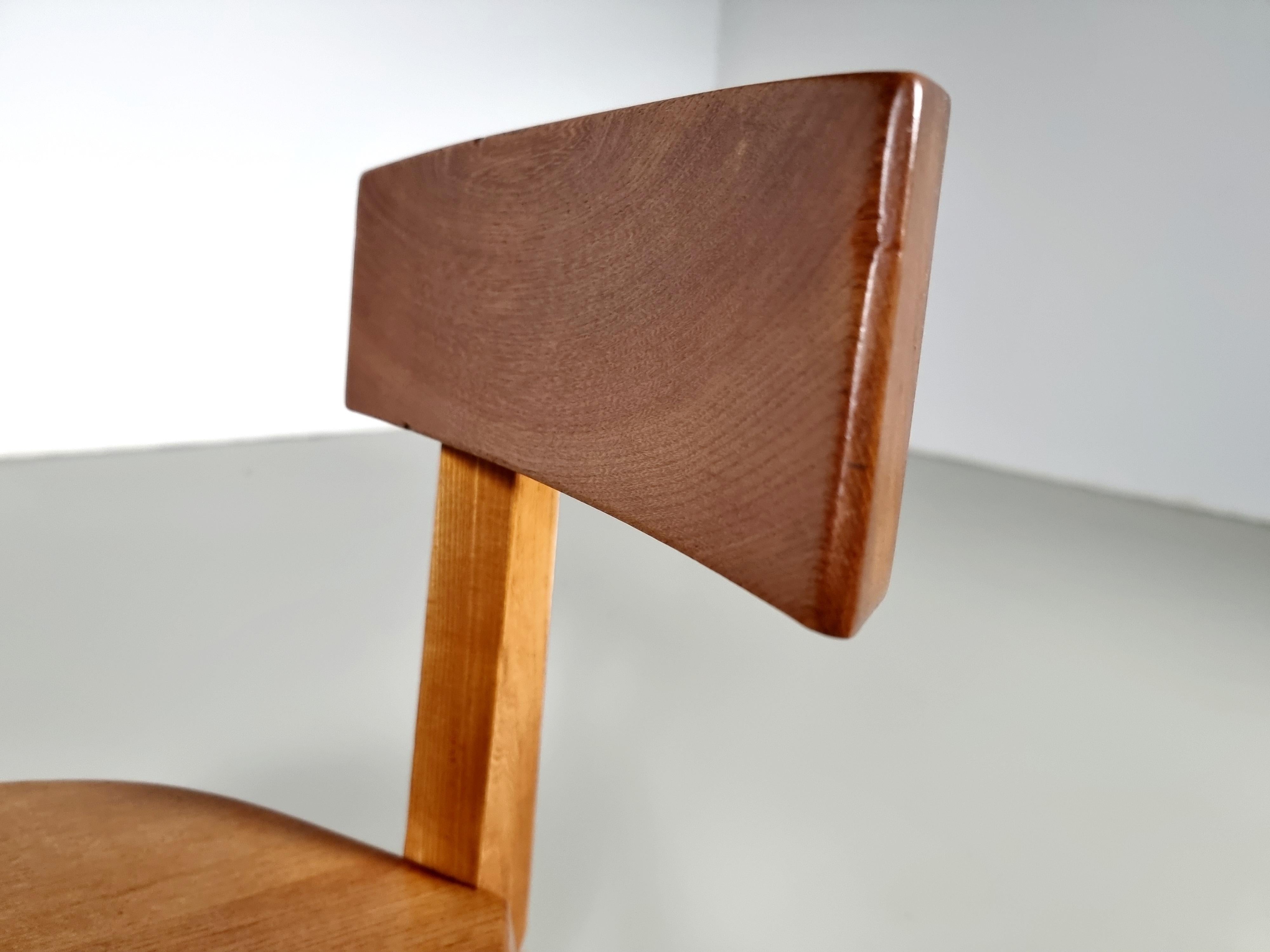 Pierre Chapo ‘S34’ Dining Chairs in Solid Elm, 1960s at 1stDibs
