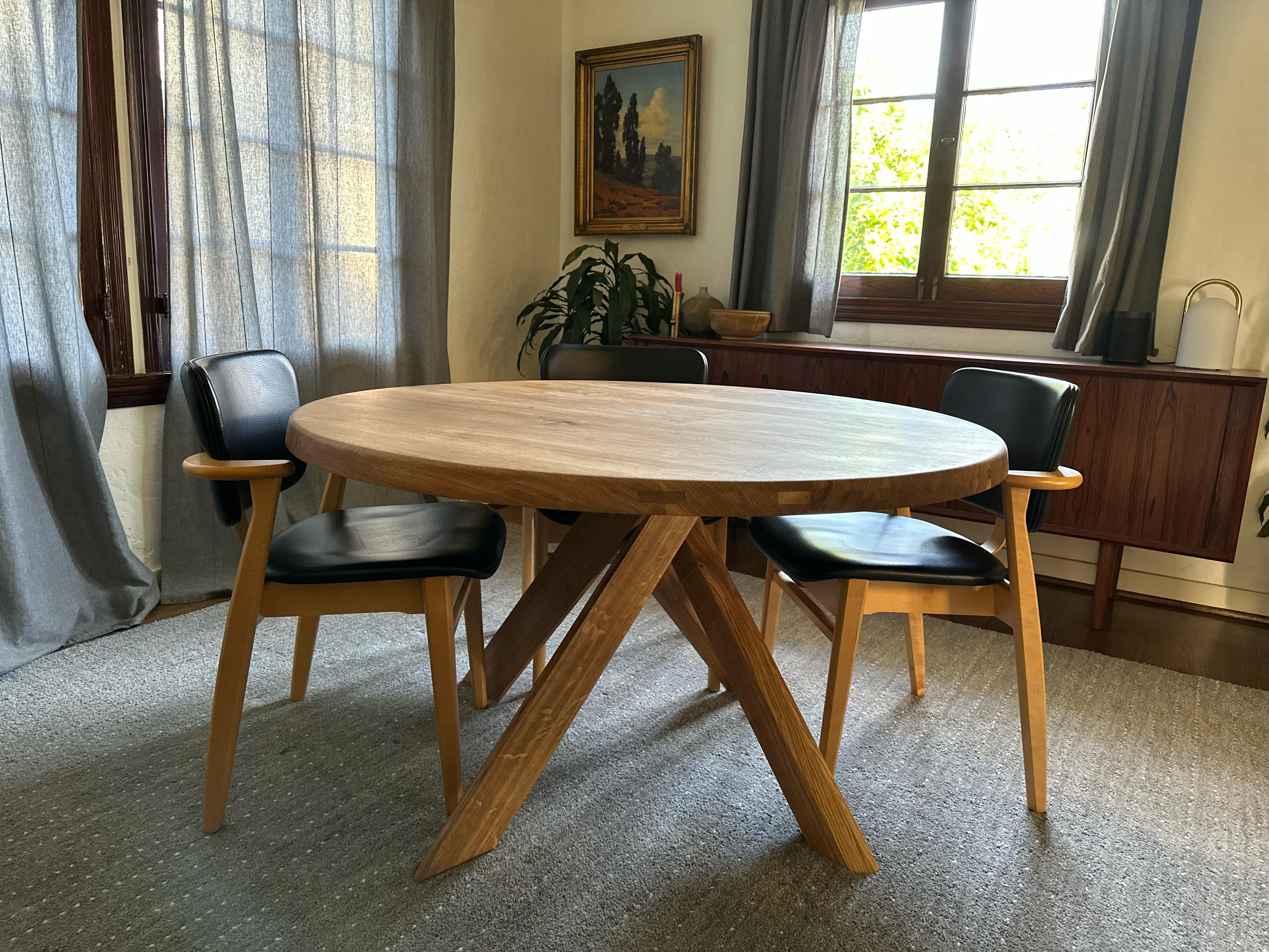 Pierre Chapo 'T21 Sfax' Handcrafted Solid Oak Wood Table for Chapo ...