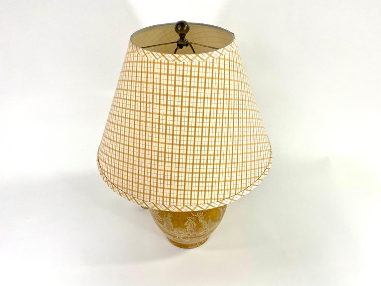 Pierre Deux French Country Ceramic Yellow Table Lamp with Custom Shade ...