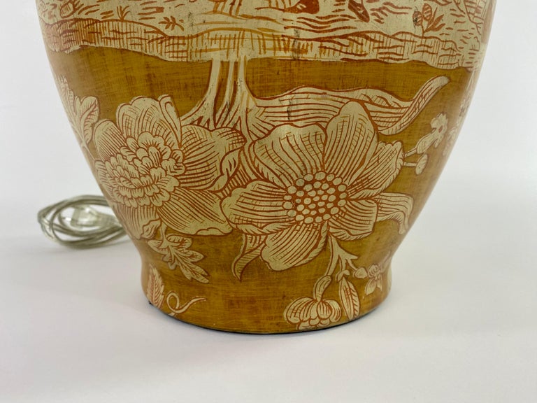 Pierre Deux French Country Ceramic Yellow Table Lamp with Custom Shade ...