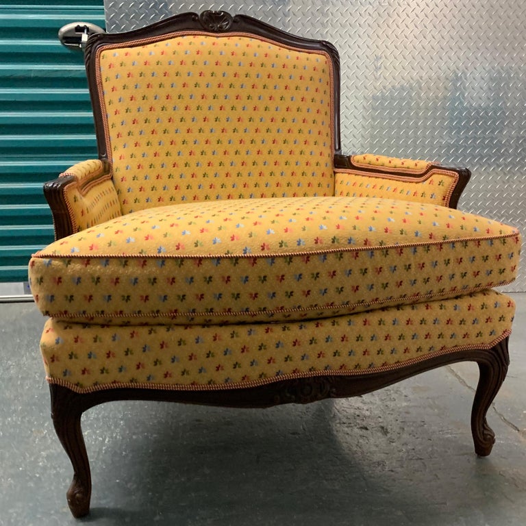 Pierre Deux French Country Provincial Yellow Armchair and Ottoman Set ...