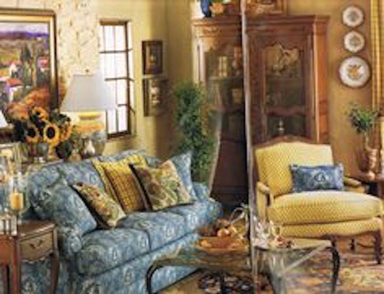 Pierre Deux French Country Provincial Yellow Armchair and Ottoman Set ...
