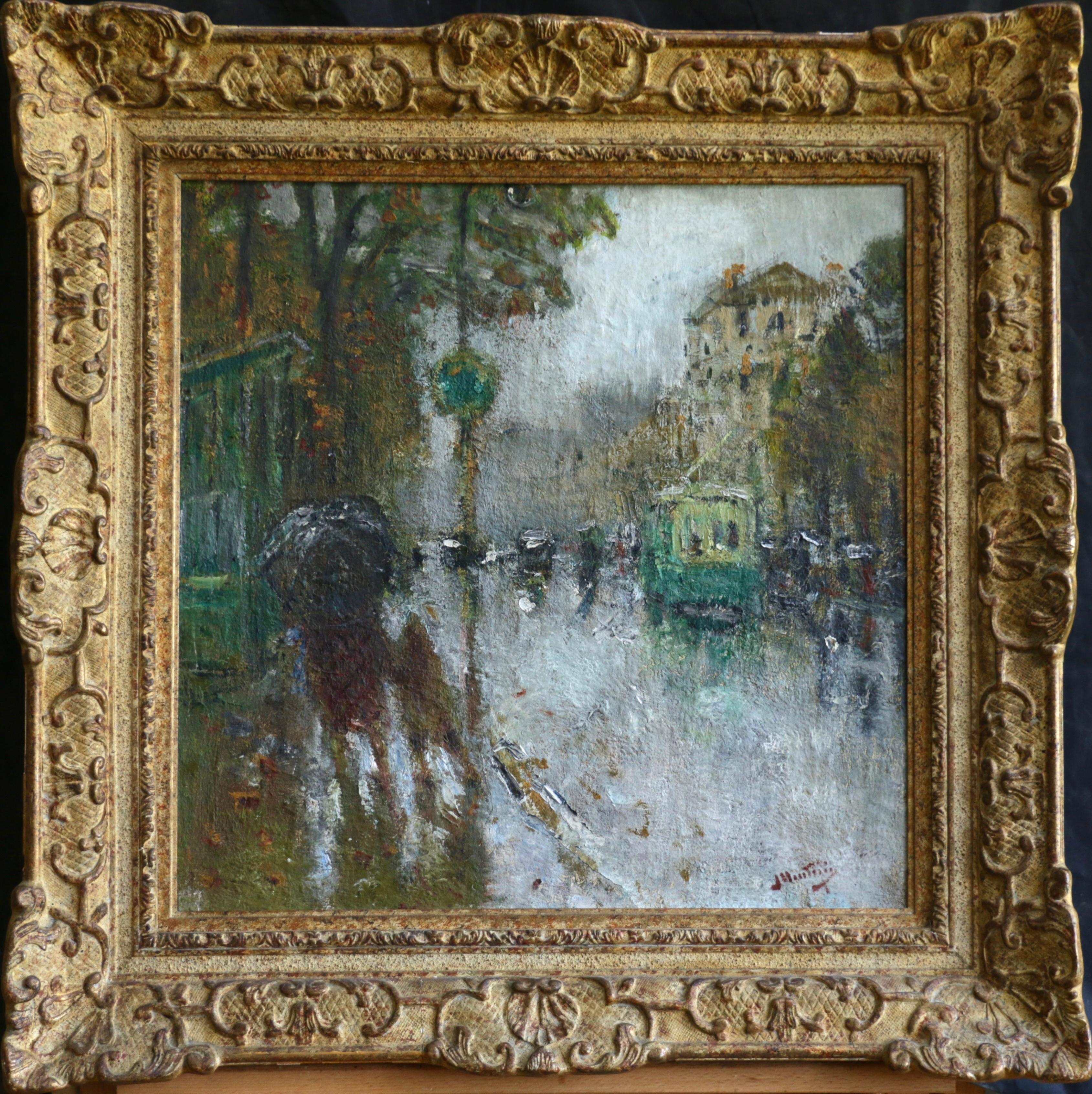Pierre Eugène Montezin - Paris in the Rain, 19th Century Oil, French ...
