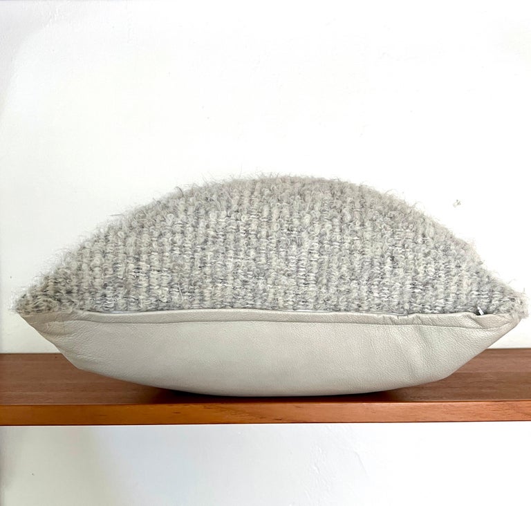 Boucle Mohair and Leather Throw Pillow in Grey - Taupe by Pierre Frey ...