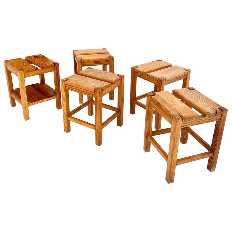 Pierre Gautier-Delaye Pine Stools For Sale at 1stDibs