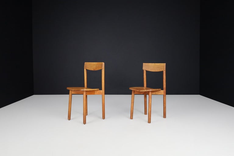 Pierre Gautier Solid Beech Chairs, France, 1960s For Sale at 1stDibs