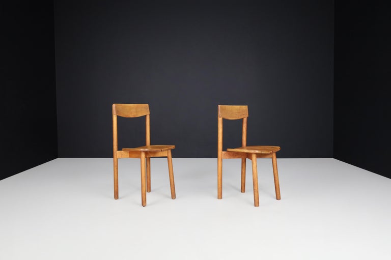 Pierre Gautier Solid Beech Chairs, France, 1960s For Sale at 1stDibs