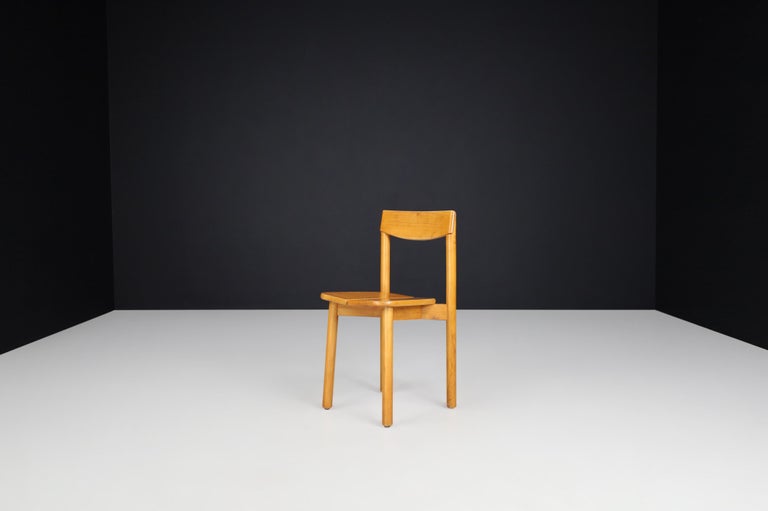 Pierre Gautier Solid Chairs in Blond Beech, France, 1960s For Sale at 1stDibs