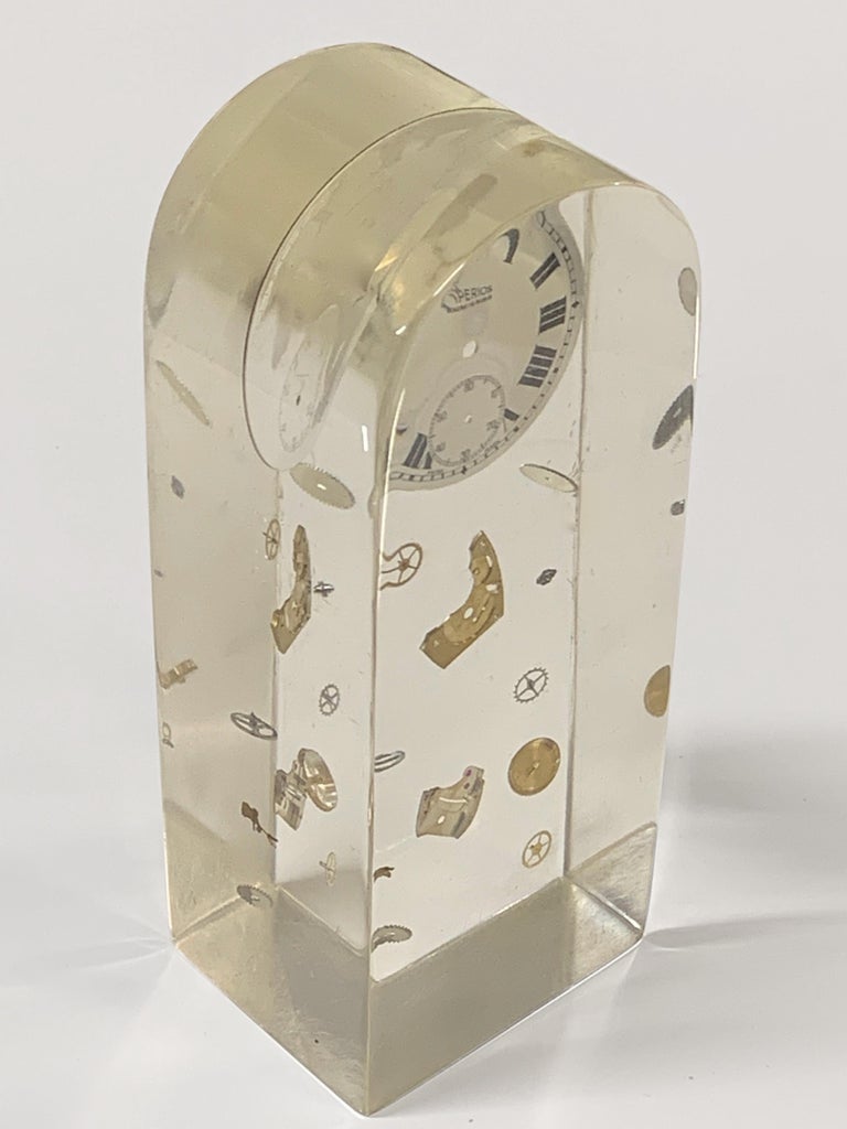Pierre Giraudon Cubic Lucite Resin French Exploded Clock Sculpture ...