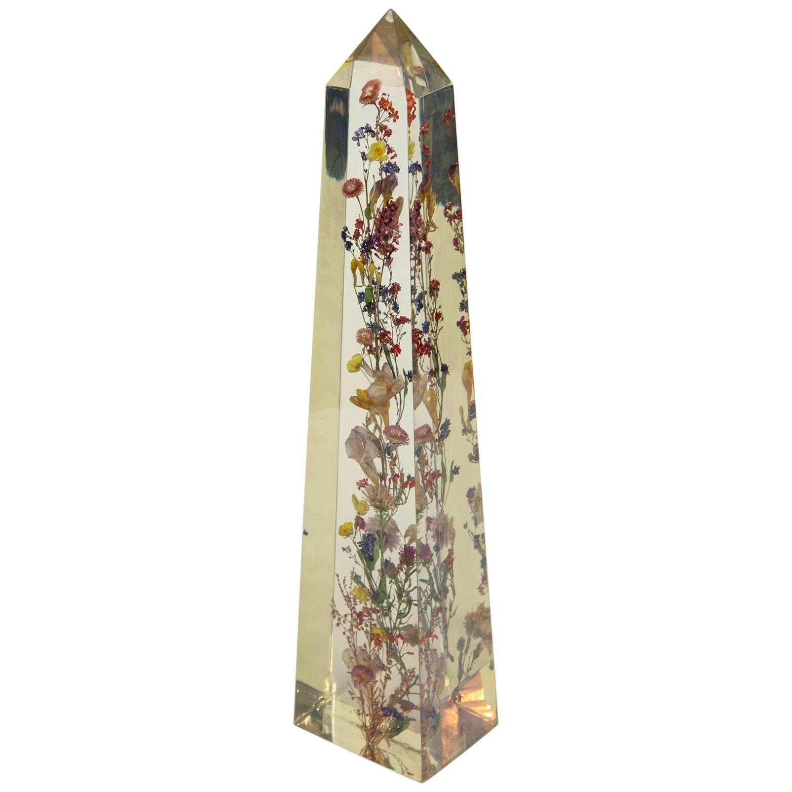 Pierre Giraudon Floral Resin Obelisk at 1stDibs
