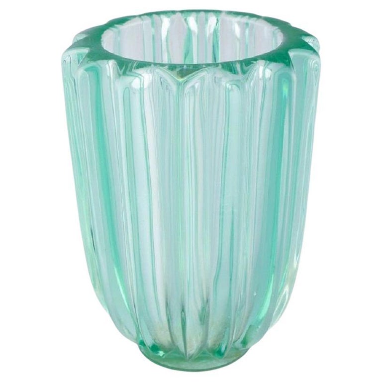 Pierre Gire (1901-1984), Art Deco Vase in Light Green Art Glass For ...