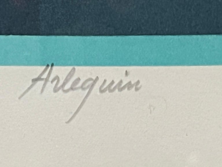 Pierre Jacquot - Arlequin Portrait Lithograph By Pierre Jacquot in Gold ...