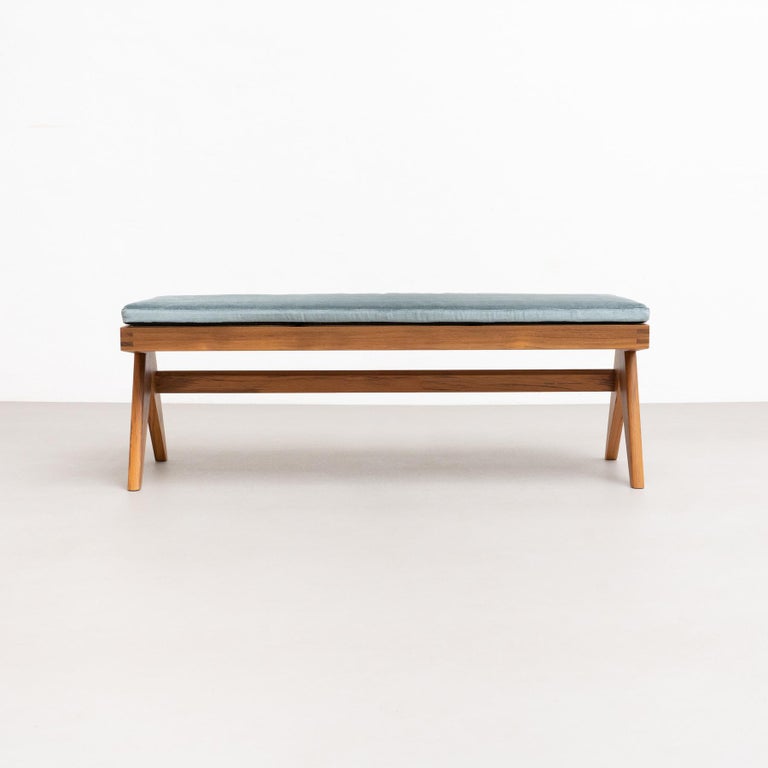 Pierre Jeanneret Civil Bench, Wood and Woven Viennese Cane by Cassina ...