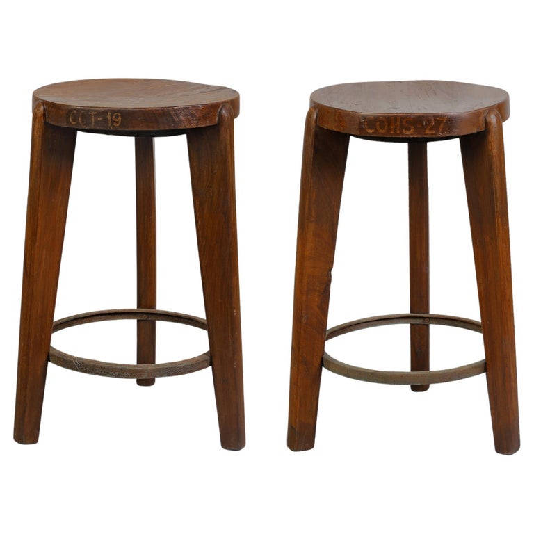 Pierre Jeanneret PJ-SI-22-A Pair of Stools / Authentic Mid-Century ...