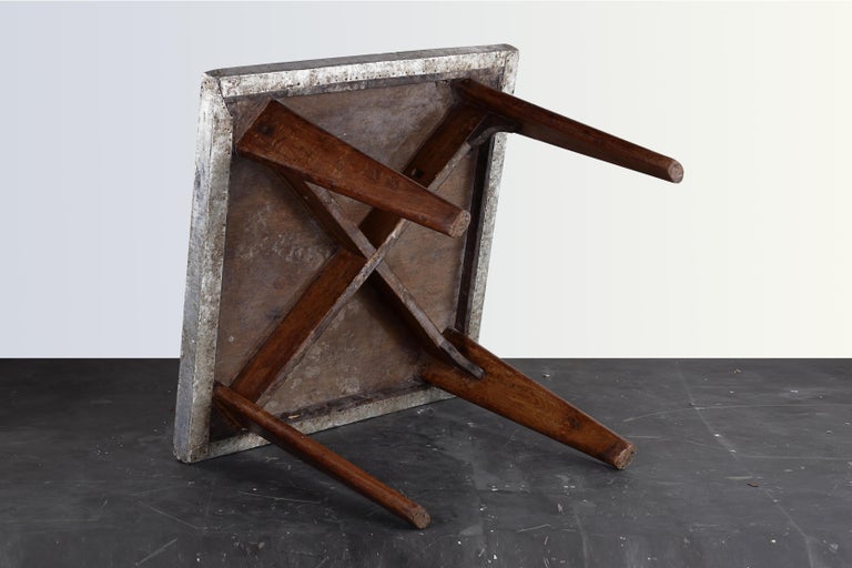 Pierre Jeanneret PJ-TA-04-B Metal Square Table / Authentic Mid-Century ...