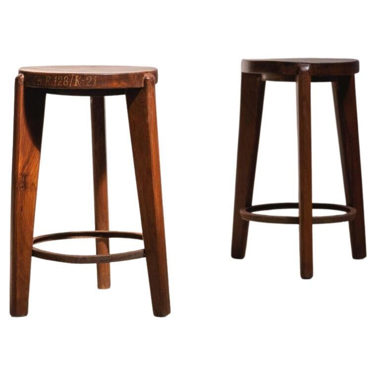 Chandigarh Pierre Jeanneret Stool for Chandigarh in Teak at 1stDibs