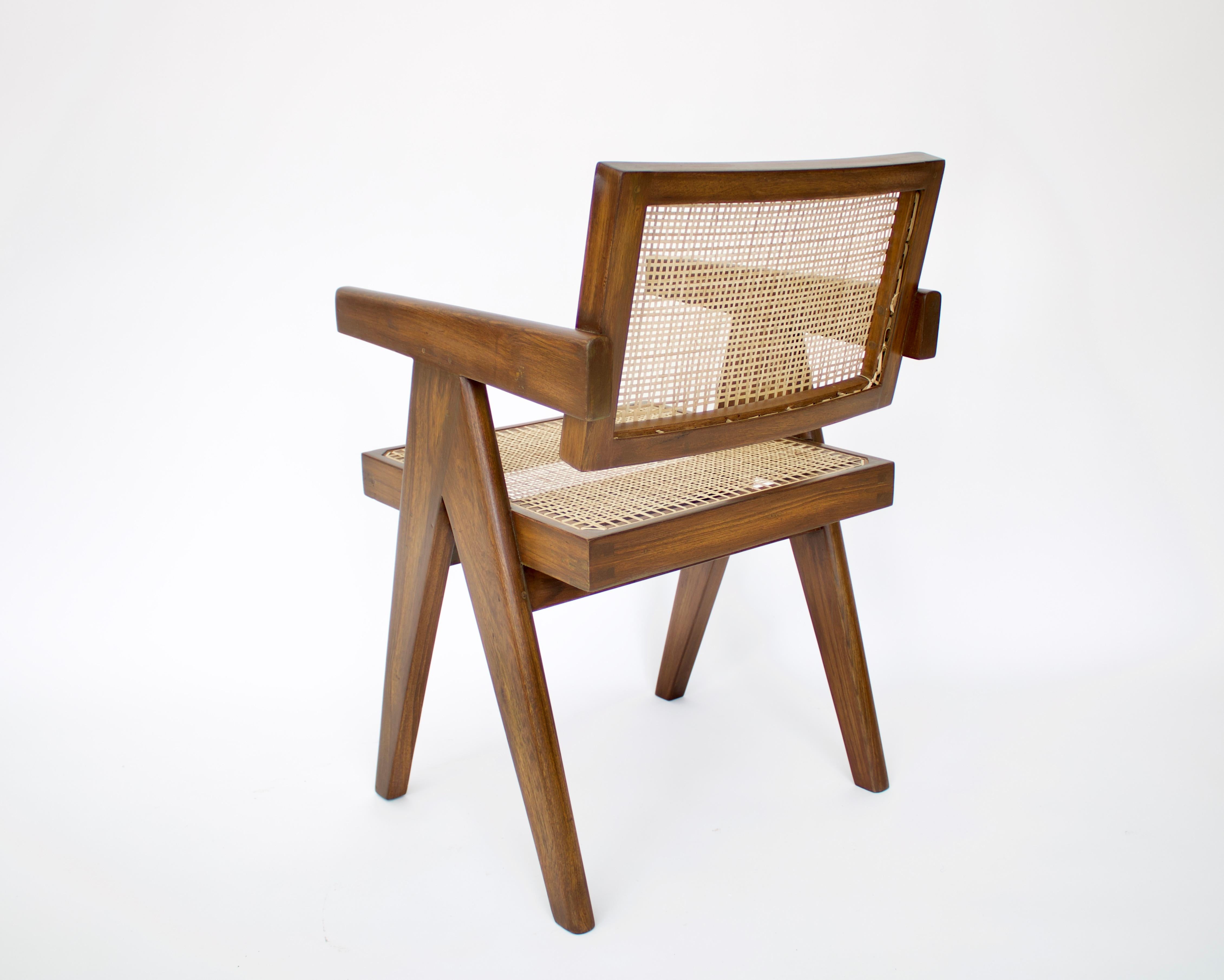 Pierre Jeanneret Teak and Cane Floating Back Pj-si-28-a Chairs from ...