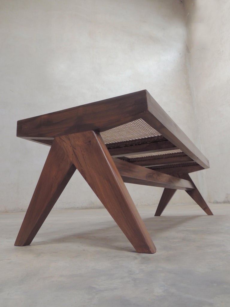 Pierre Jeanneret's Bench, Hand-Sculpted Contemporary Re-Edition at 1stDibs