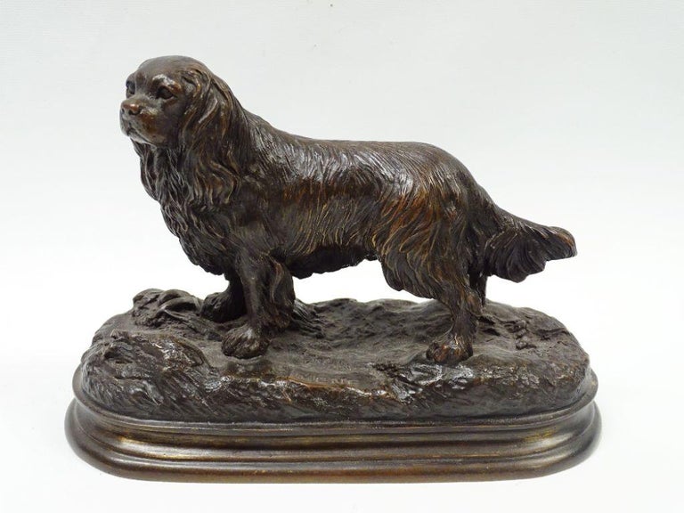 Pierre Jules Mêne - A French animalier bronze spaniel For Sale at 1stDibs