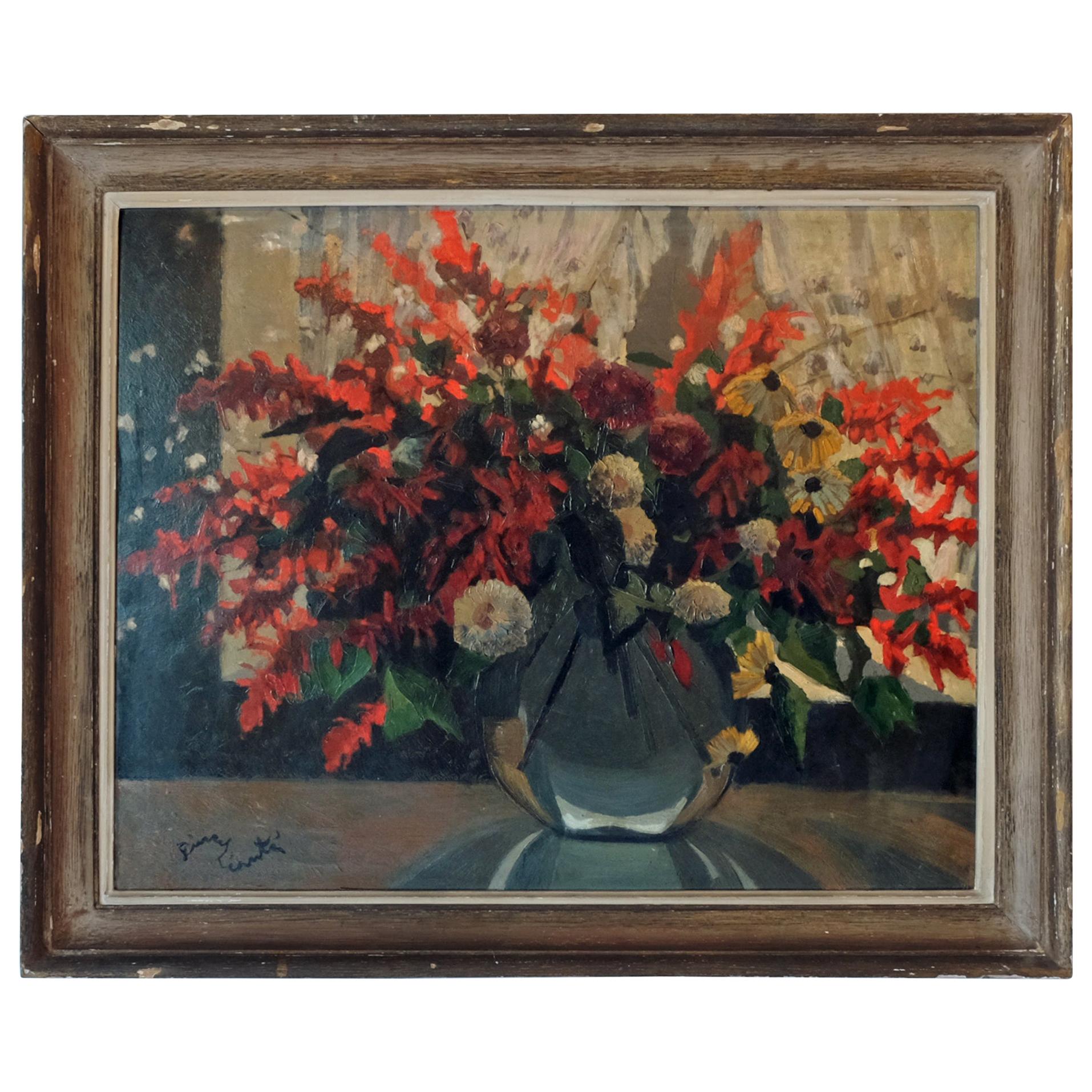 Pierre Leaute Large Still Life Oil Painting, French Art Deco, Early ...