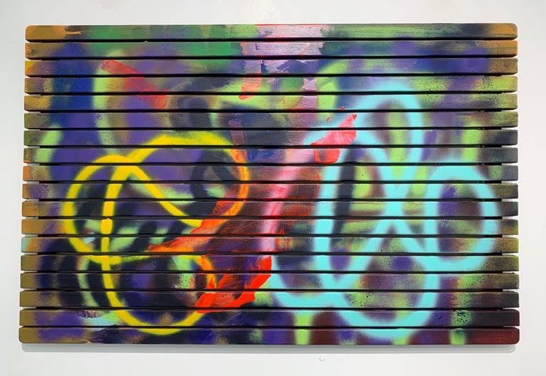 Pierre Morquin - "Wooden grating" abstract painting acrylic on wood ...