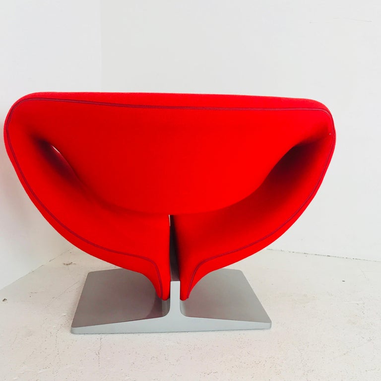 Pierre Paulin Red Ribbon Chair and Ottoman for Artifort at 1stDibs