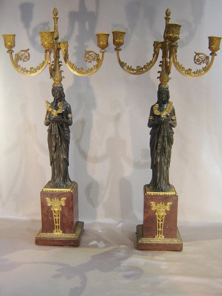 Pierre-Philippe Thomire Attributed Pair of Gilded Bronze Candelabra ...
