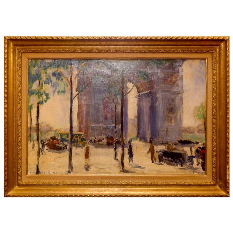 Pierre Sicard Oil on Canvas Arc de Triomphe in Paris, circa 1925 For ...
