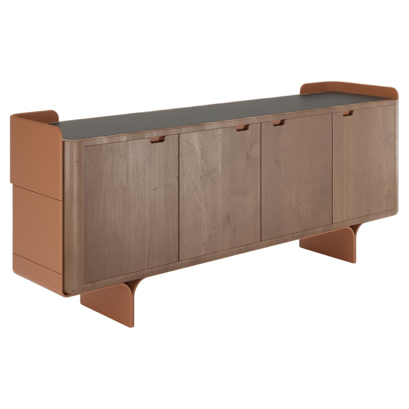 Pierre Sideboard, American Walnut Veneer, Top in Fenix, Leather Details ...