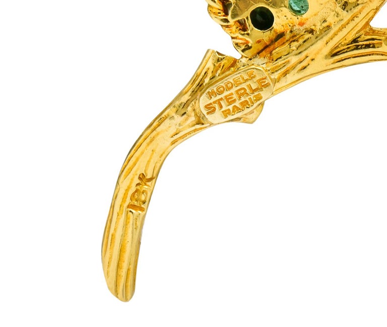 Pierre Sterlé 1960s Diamond Sapphire Emerald 18 Karat Gold Flower ...