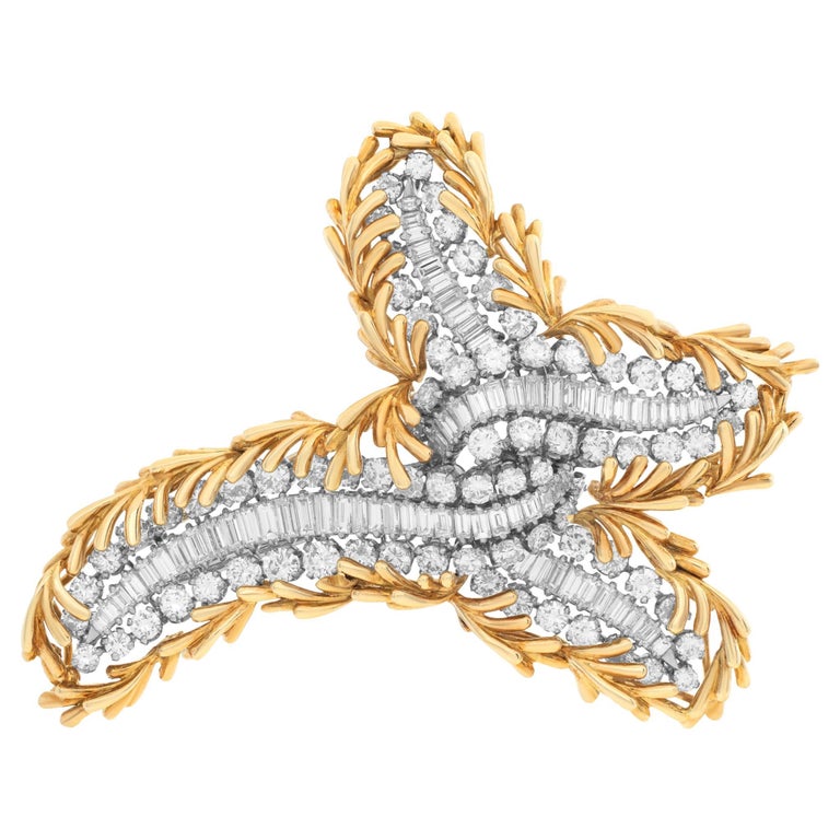 Pierre Sterle Paris (1905-1978) vintage large wide diamonds, platinum ...
