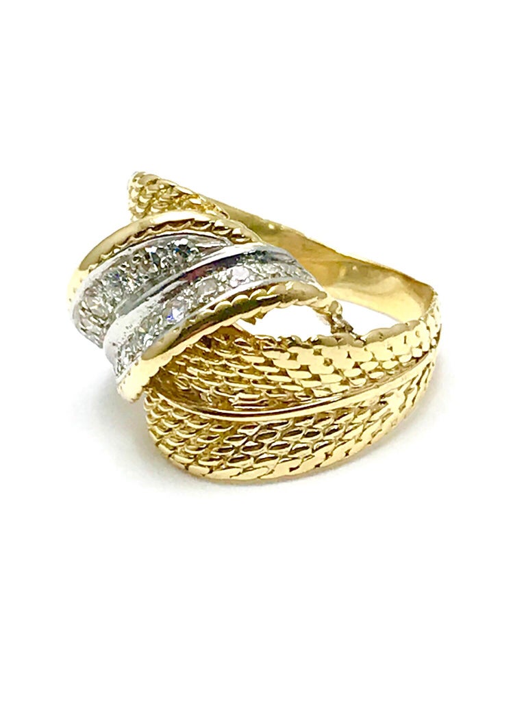 Pierre Sterlé Round Diamond and 18 Karat Gold Fashion Ring at 1stDibs