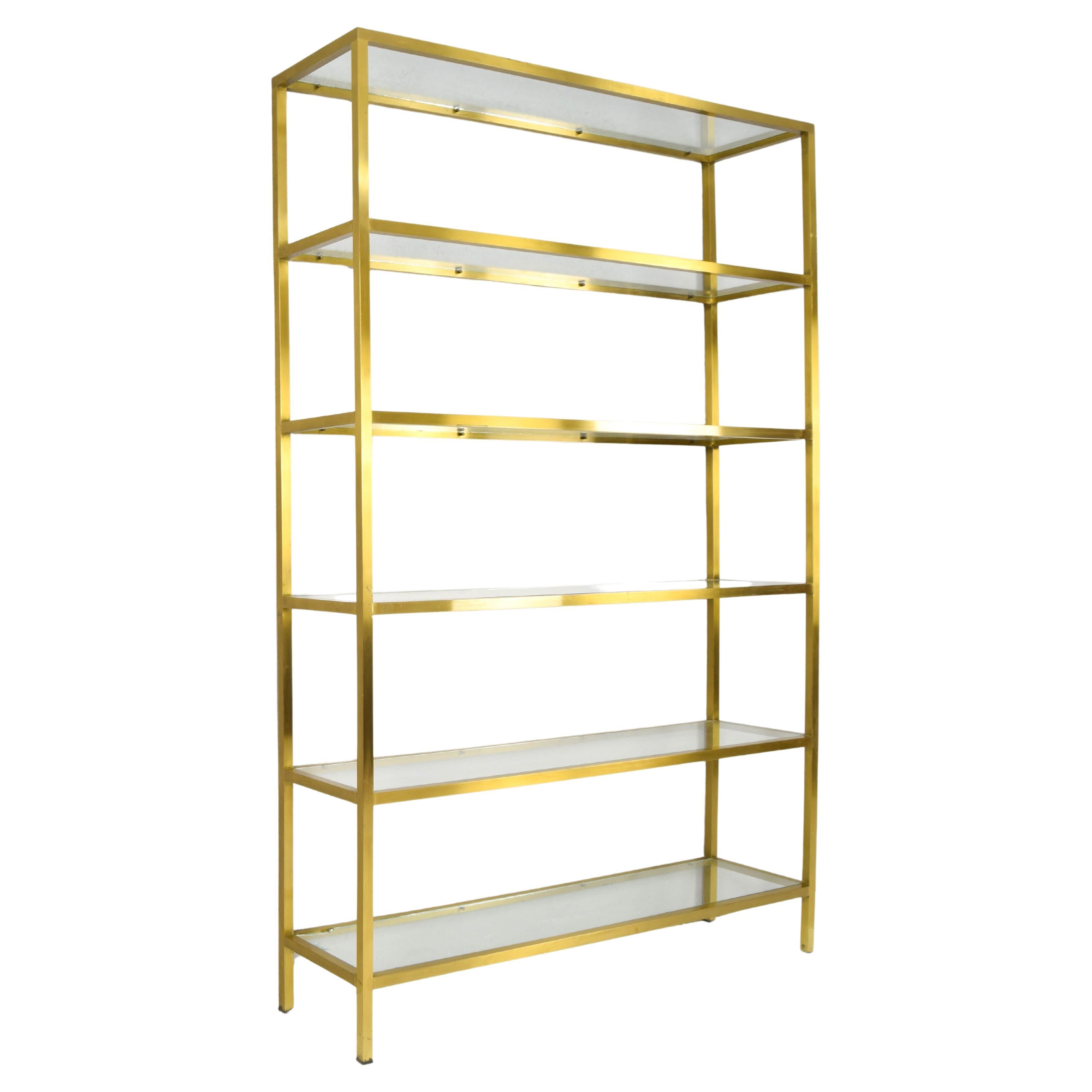 Pierre Vandel Style Hollywood Recency Brass and Crystal Shelving ...