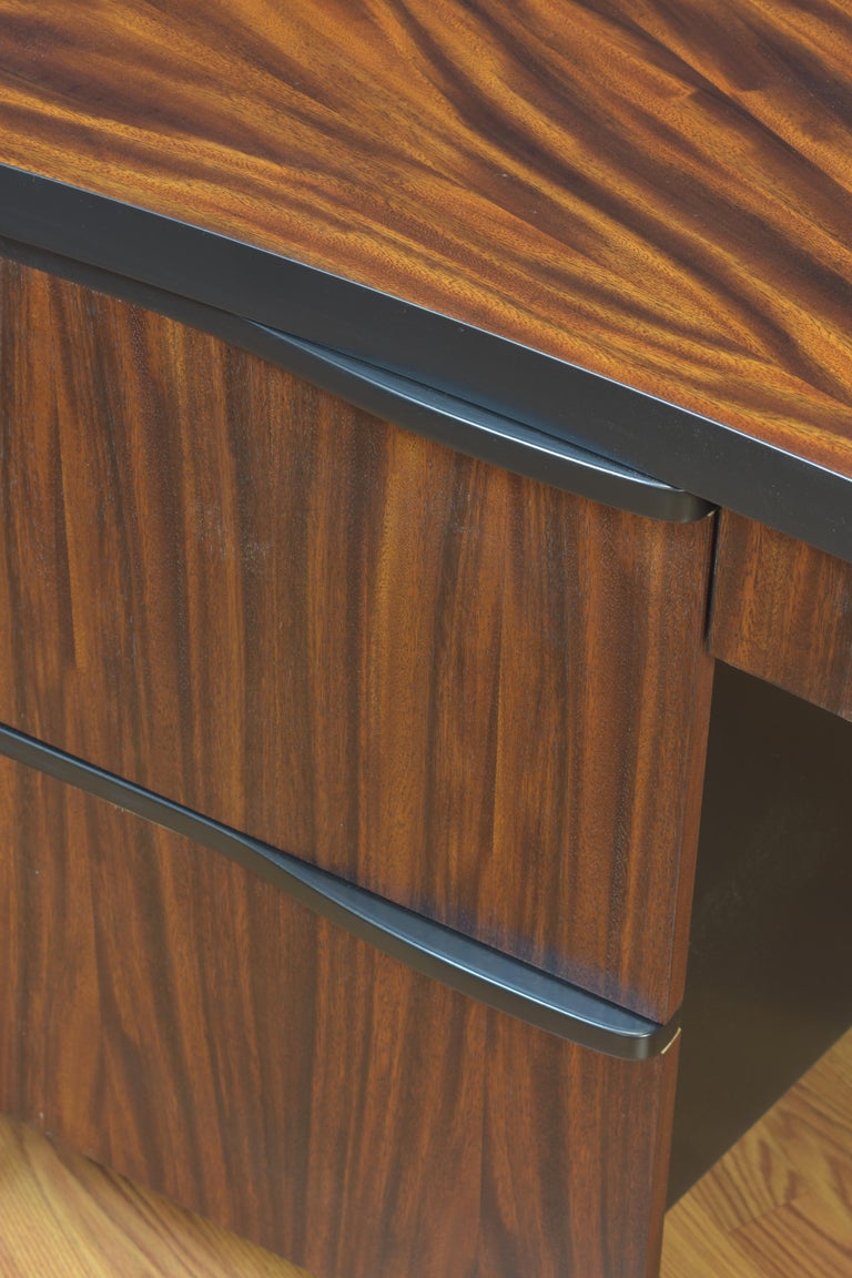 Pierre Writing Desk, Monkey Pod Natural Wood Veneer with Black ...