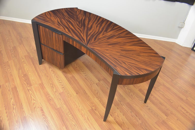 Pierre Writing Desk, Monkey Pod Natural Wood Veneer with Black ...
