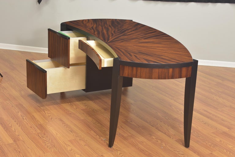 Pierre Writing Desk, Monkey Pod Natural Wood Veneer with Black ...