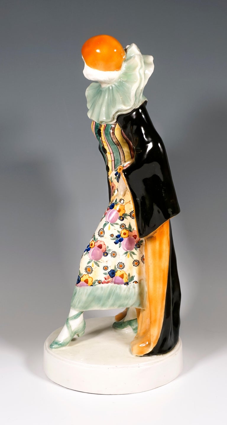 Pierrette in Harlequin Costume by Josef Kostial, Goldscheider Vienna ...