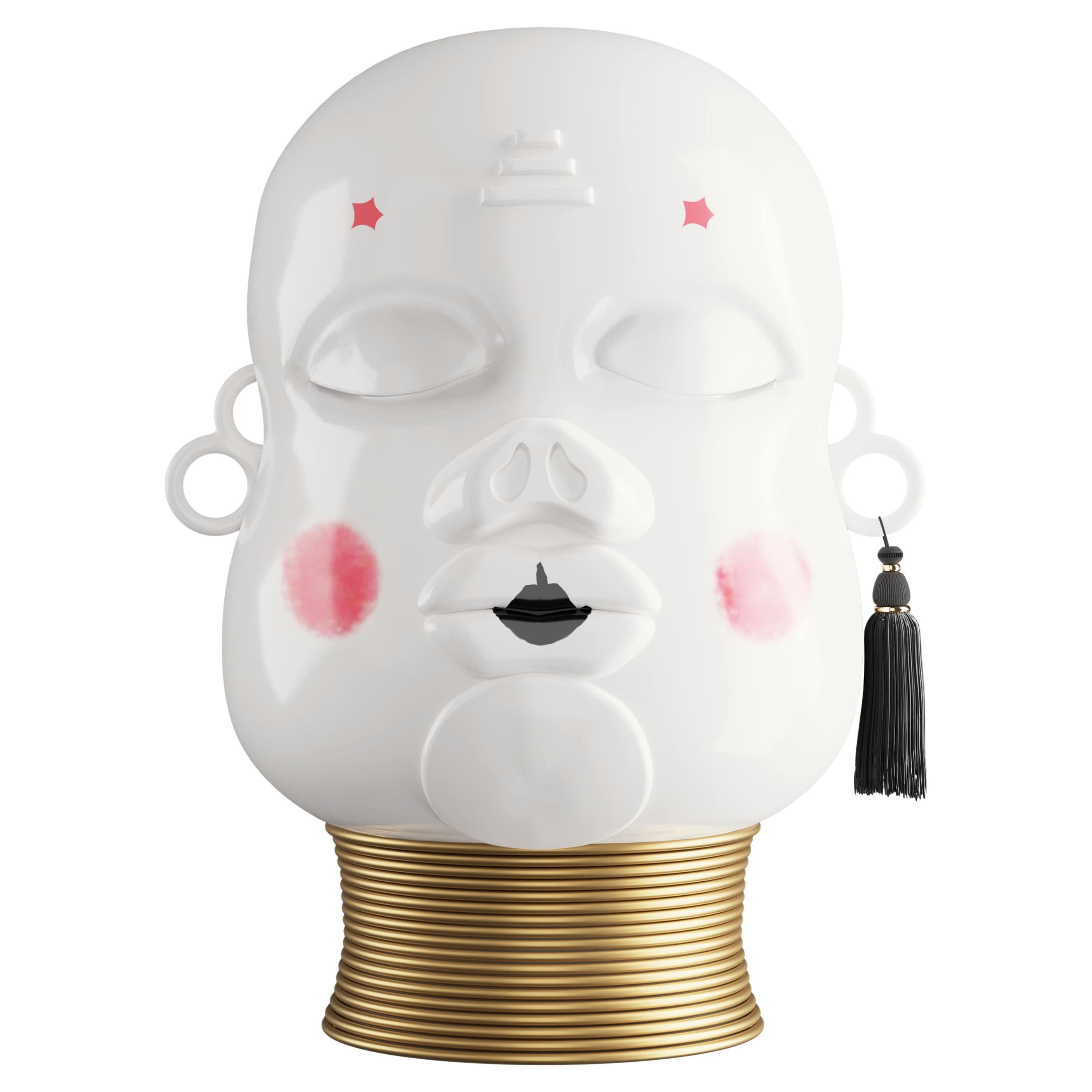 Face Sculpture, Modern Decorative Object, Hand Painted Head Ceramic ...