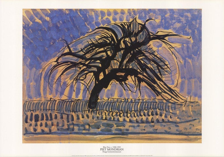 1996 After Piet Mondrian 'Blue Tree' Modernism Blue Netherlands ...
